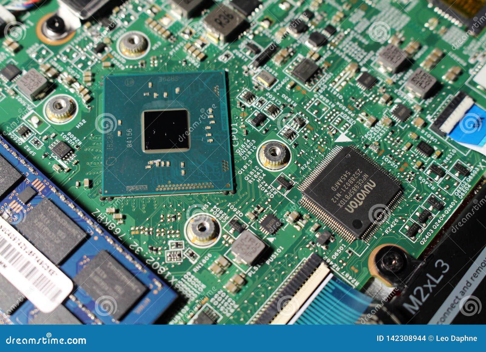 Motherboard Mini-ITX With PC Hardware And Connected Cables Editorial ...