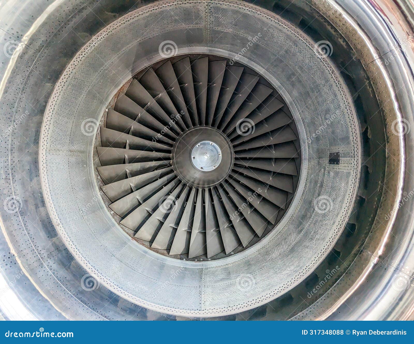 Closeup View Looking Inside a Big Jet Engine FromÂ a Modern Airplane ...