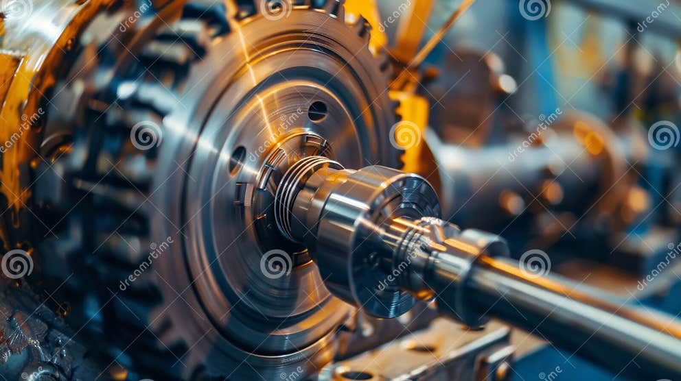 Closeup View of Machinery during Precision Manufacturing Processes ...