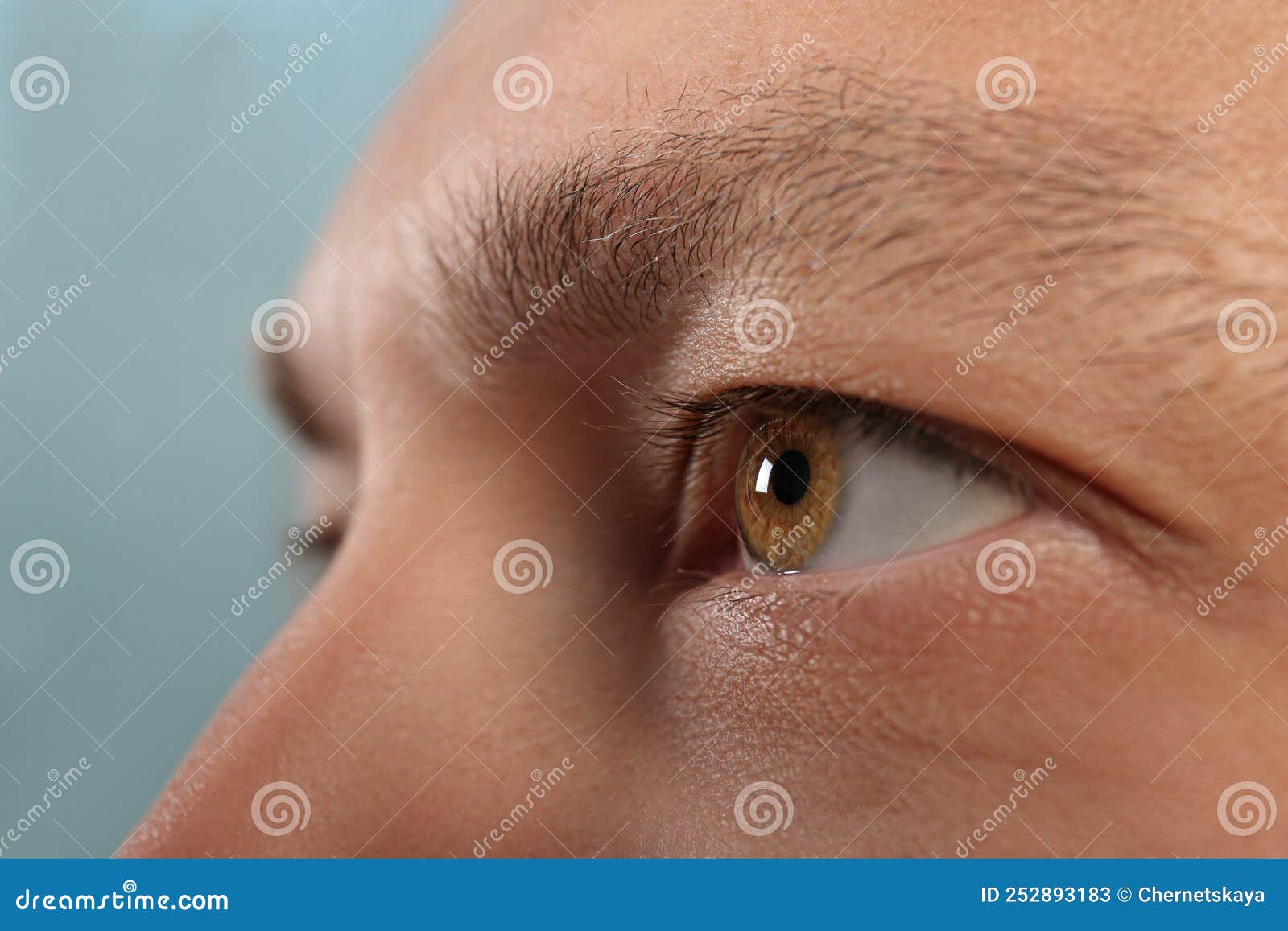 Closeup View of Man with Beautiful Eye on Blurred Background Stock ...