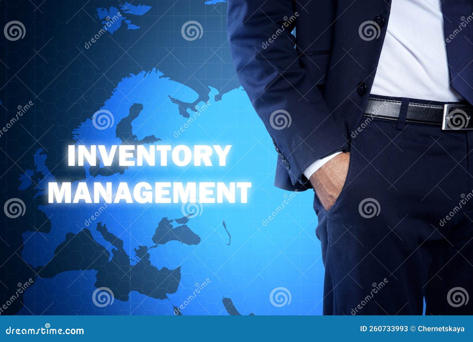 Closeup View of Man on Color Background. Inventory Management Stock ...
