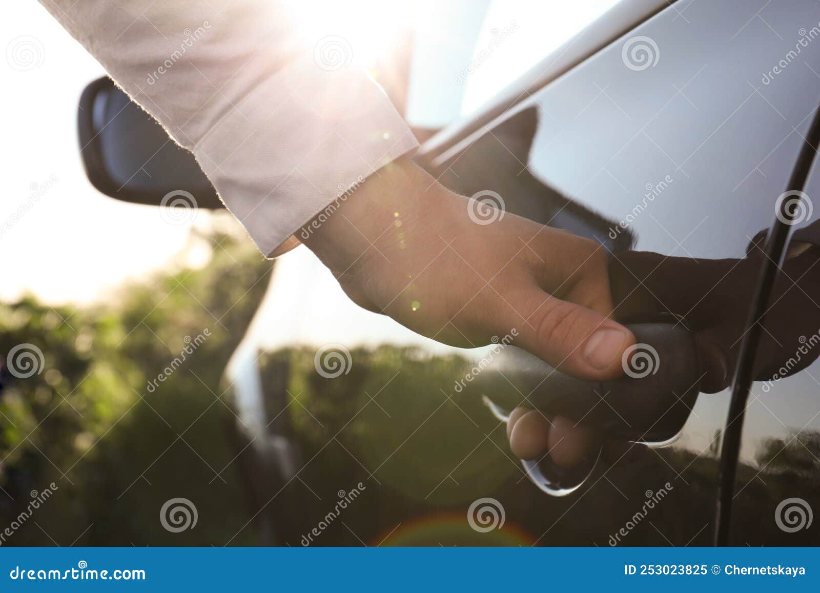 Closeup View of Man Opening Car Door Stock Image - Image of adult ...