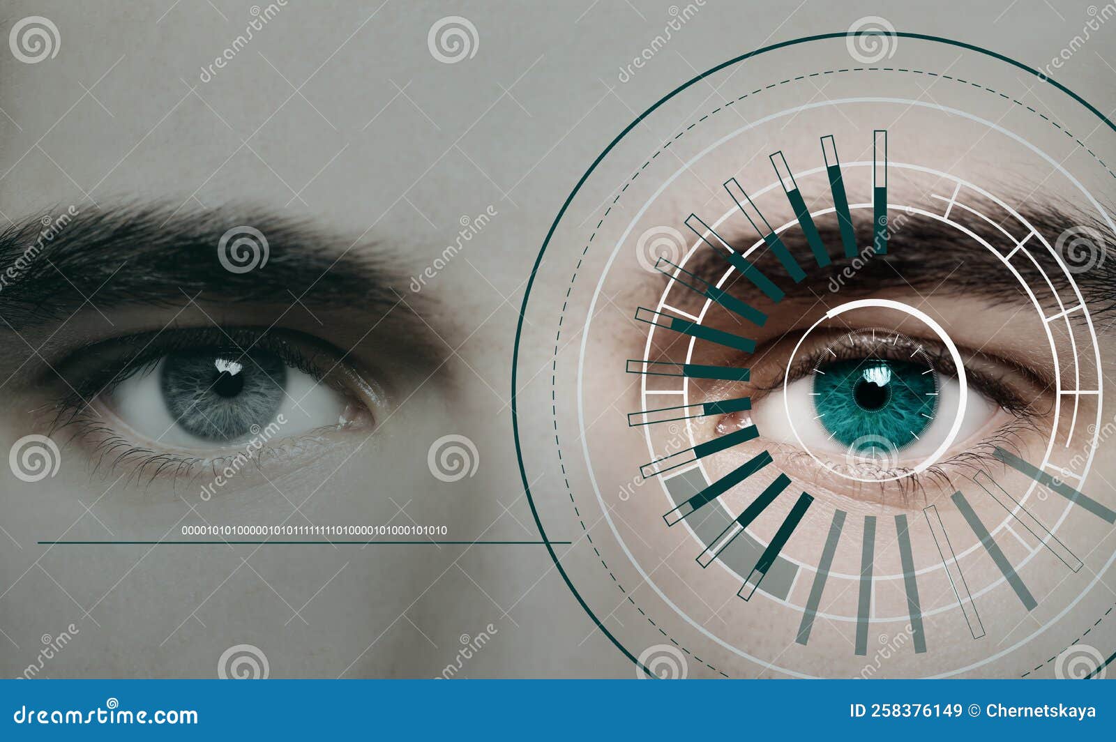 Closeup View of Man in Process of Scanning, Focus on Eye Stock Image ...