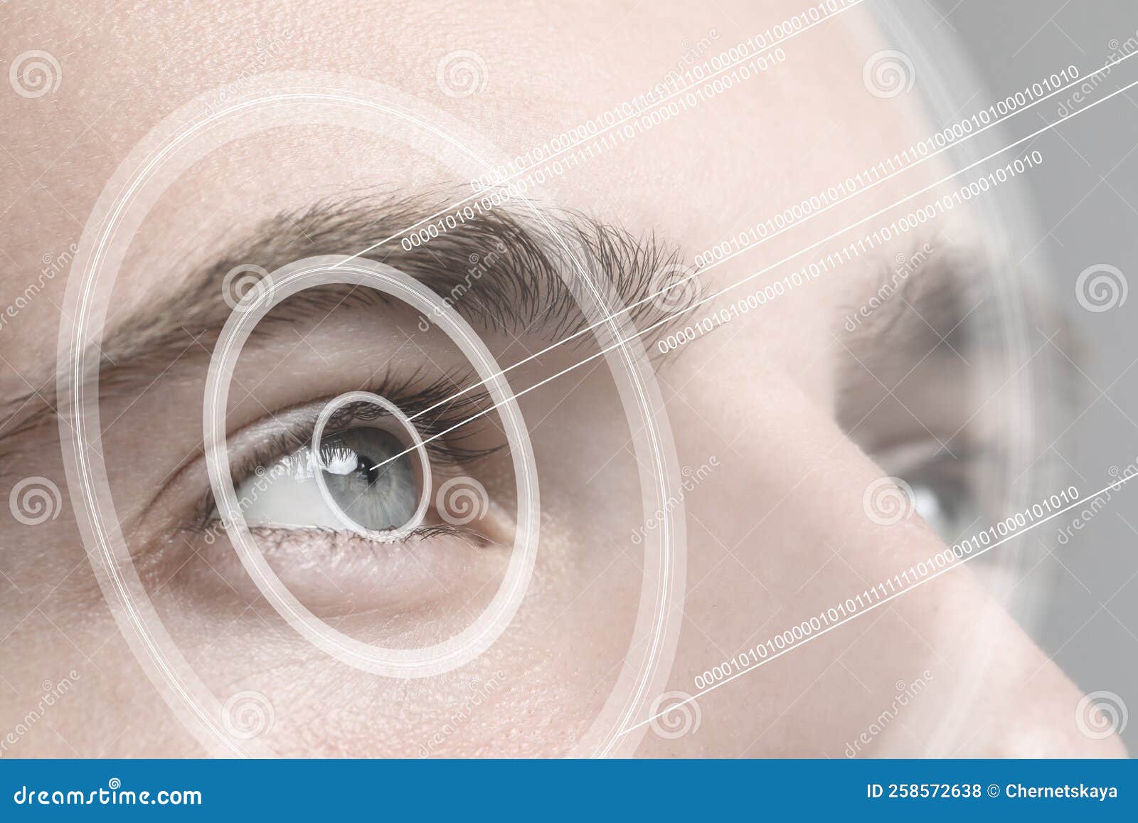 Closeup View of Man in Process of Scanning, Focus on Eye Stock Photo ...