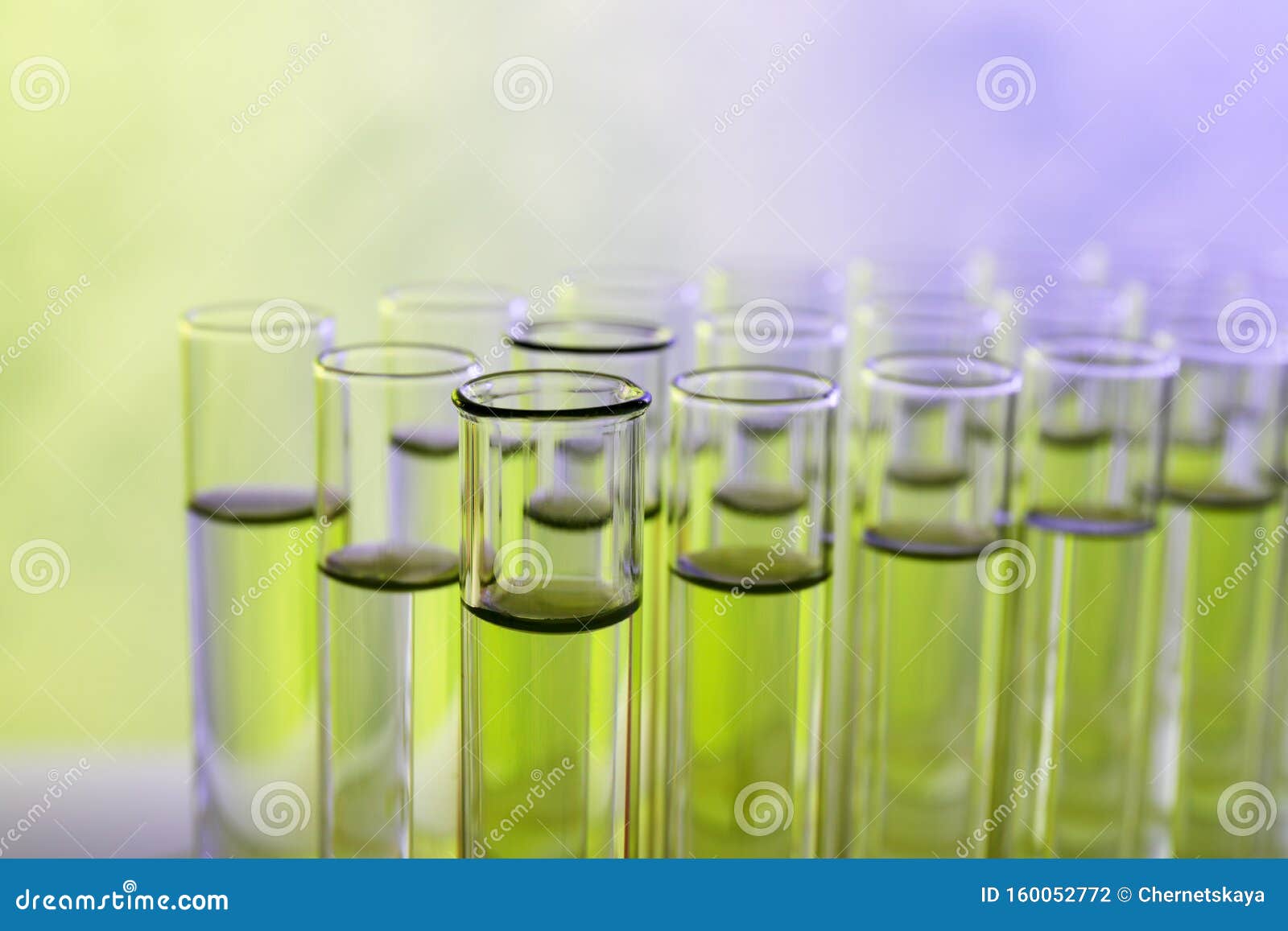 Closeup View of Many Test Tubes with Liquid Stock Photo - Image of ...