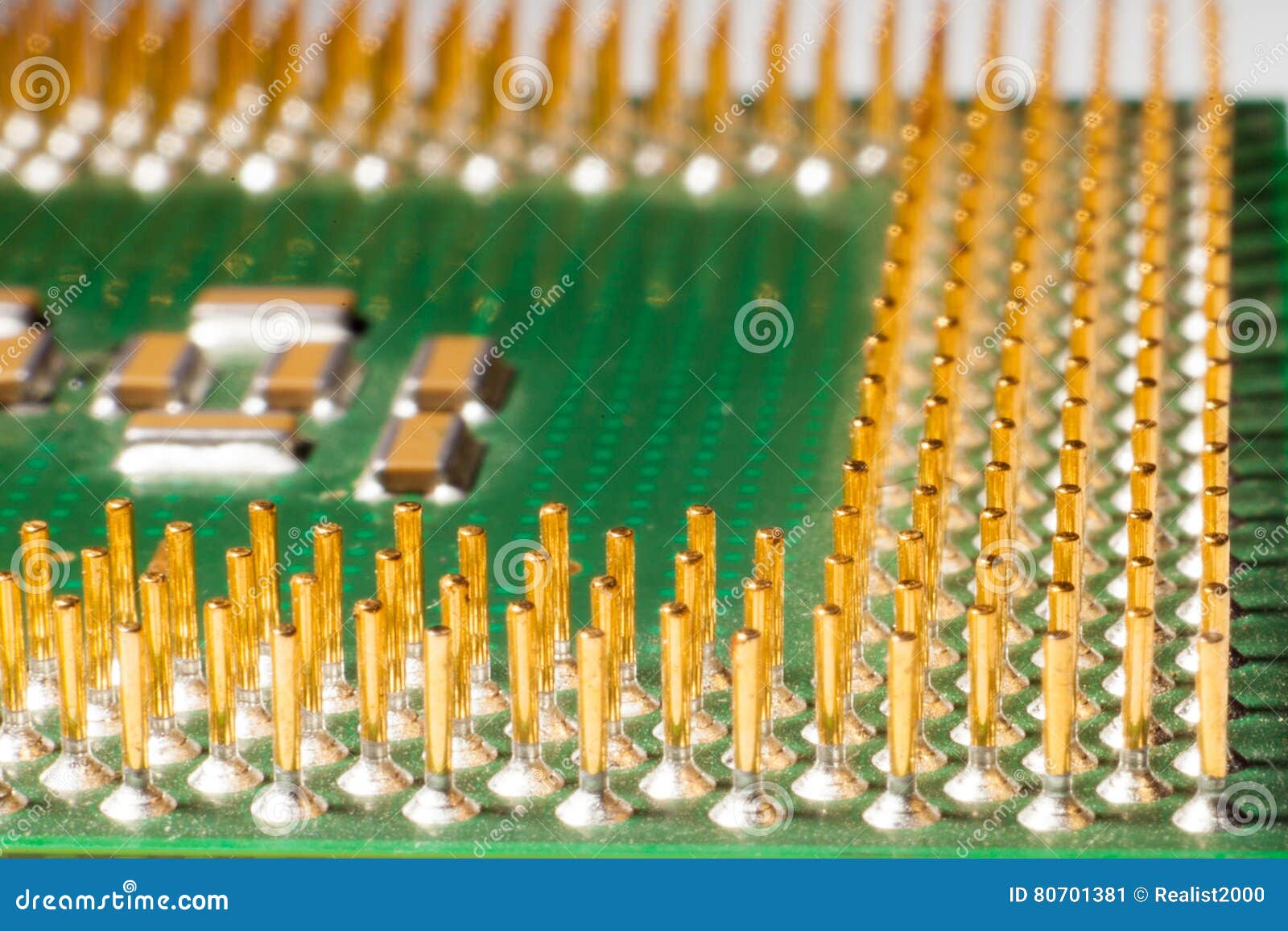 Closeup View Microprocessor Pins Stock Image - Image of gold, device ...