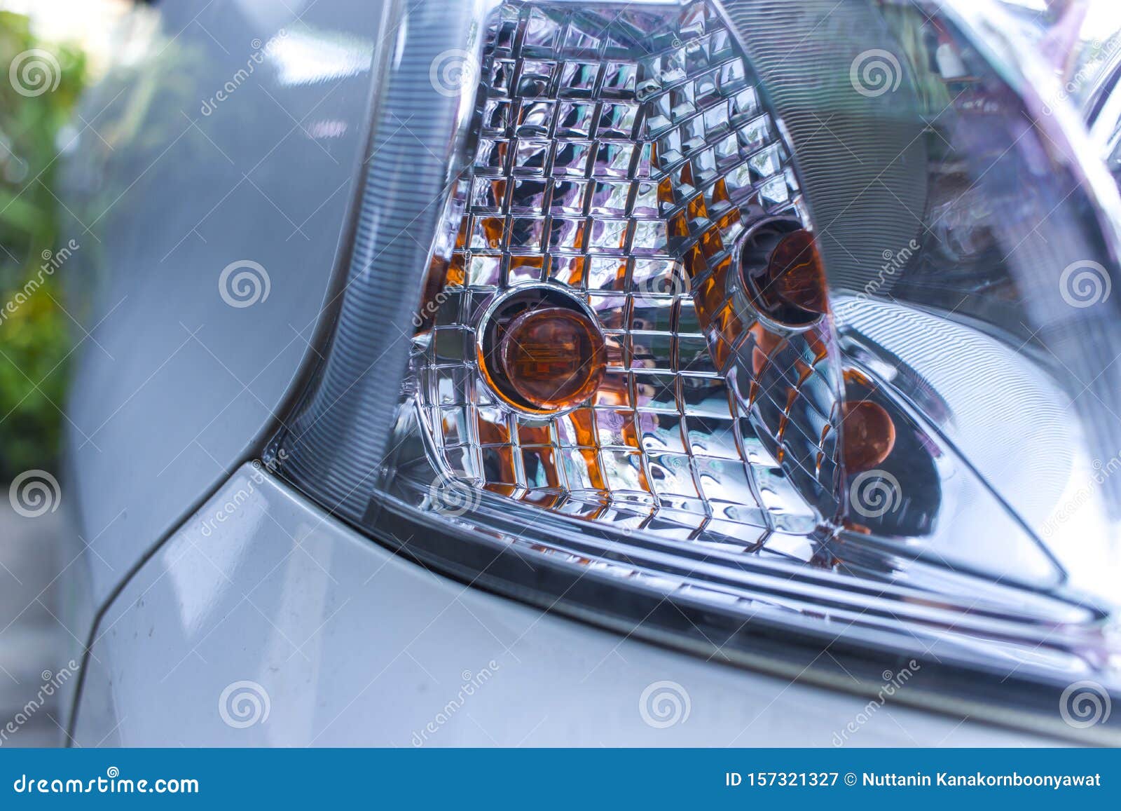 Closeup View at Modern Car Headlight. Front View Stock Image - Image of ...