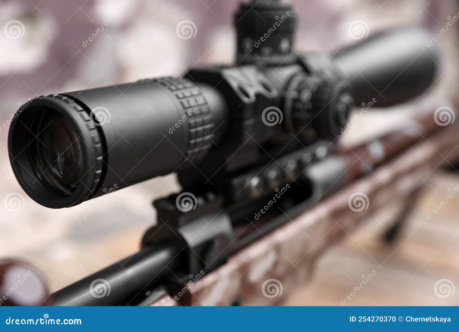 Closeup View of Modern Powerful Sniper Rifle with Telescopic Sight on ...