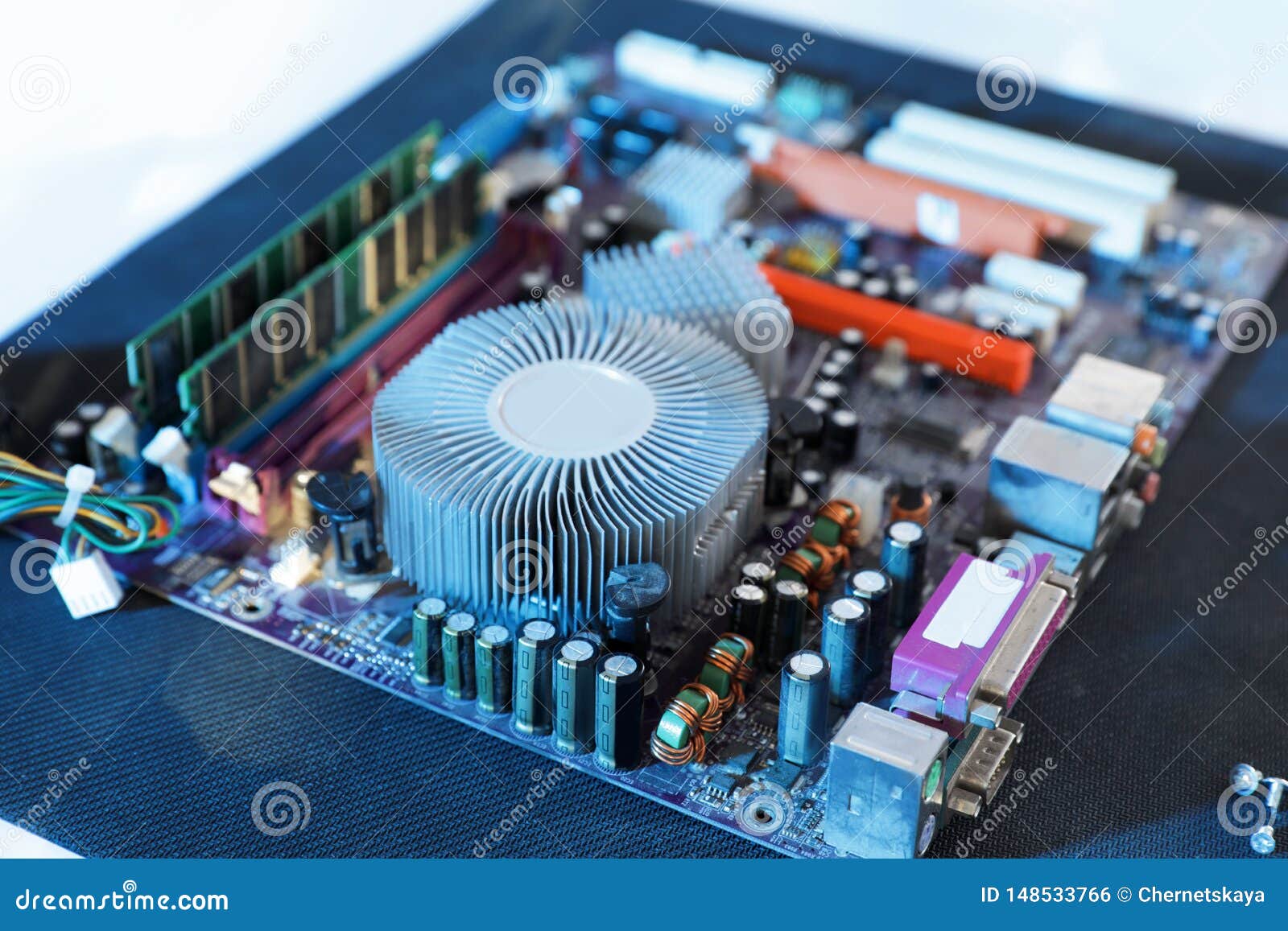 View of Motherboard. Computer Repair Service Stock Photo - Image of ...