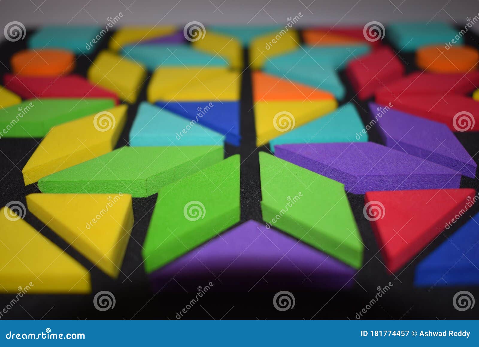 Closeup View of Multi Color Geometrical Shapes Arranged in a Beautiful ...