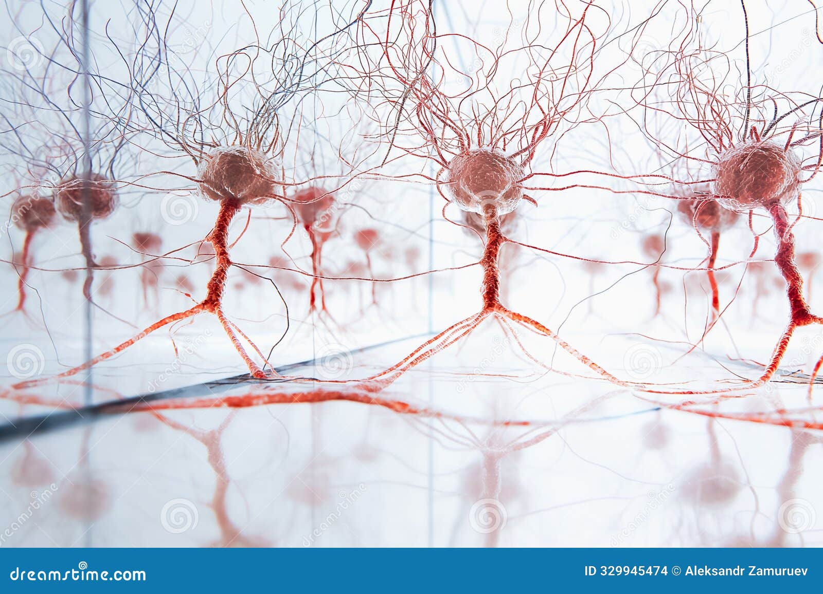 CloseUp View of Neurons and Synapses in the Brain, Exploring Complex ...