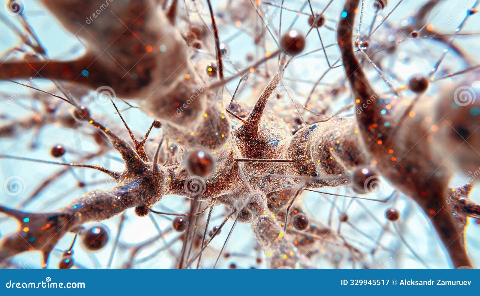 CloseUp View of Neurons and Synapses in the Brain, Exploring Complex ...
