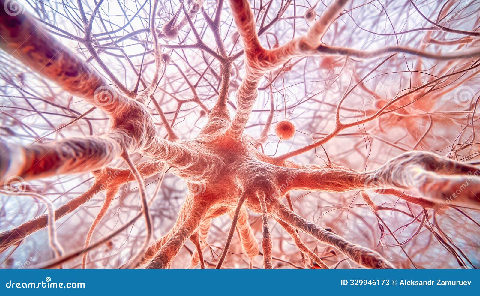 CloseUp View of Neurons and Synapses in the Brain, Exploring Complex ...