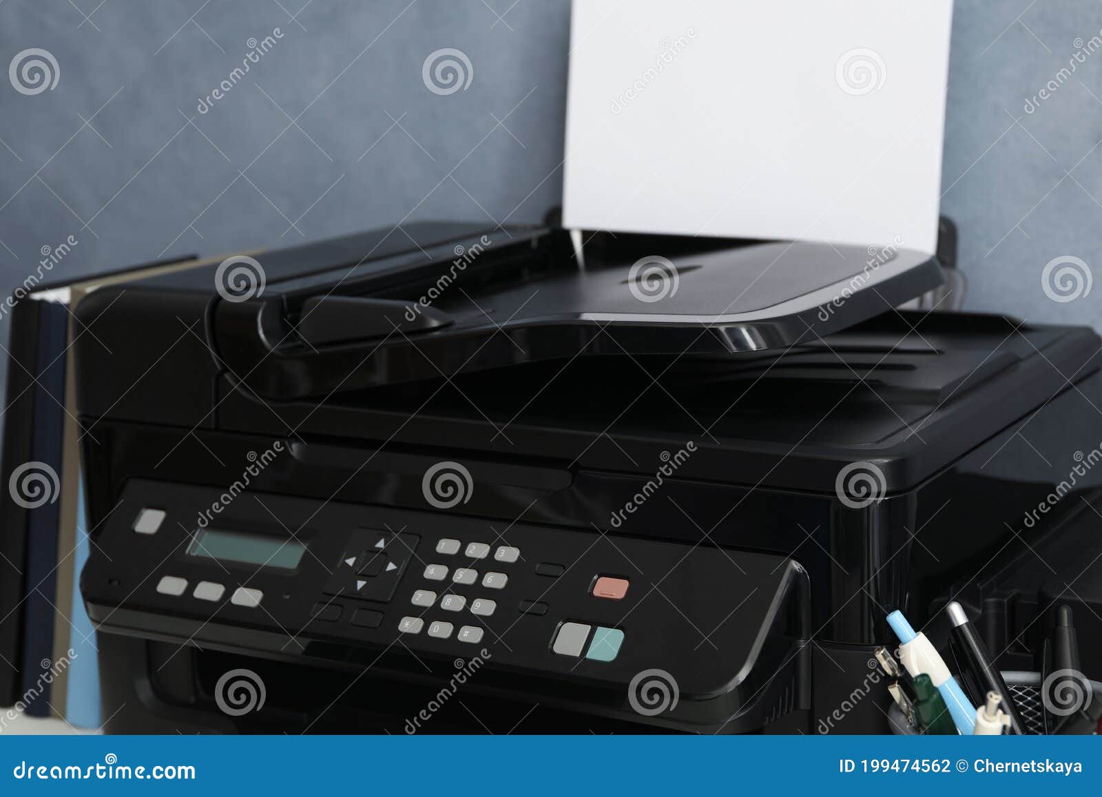 Closeup View of New Modern Black Printer Stock Photo - Image of home ...