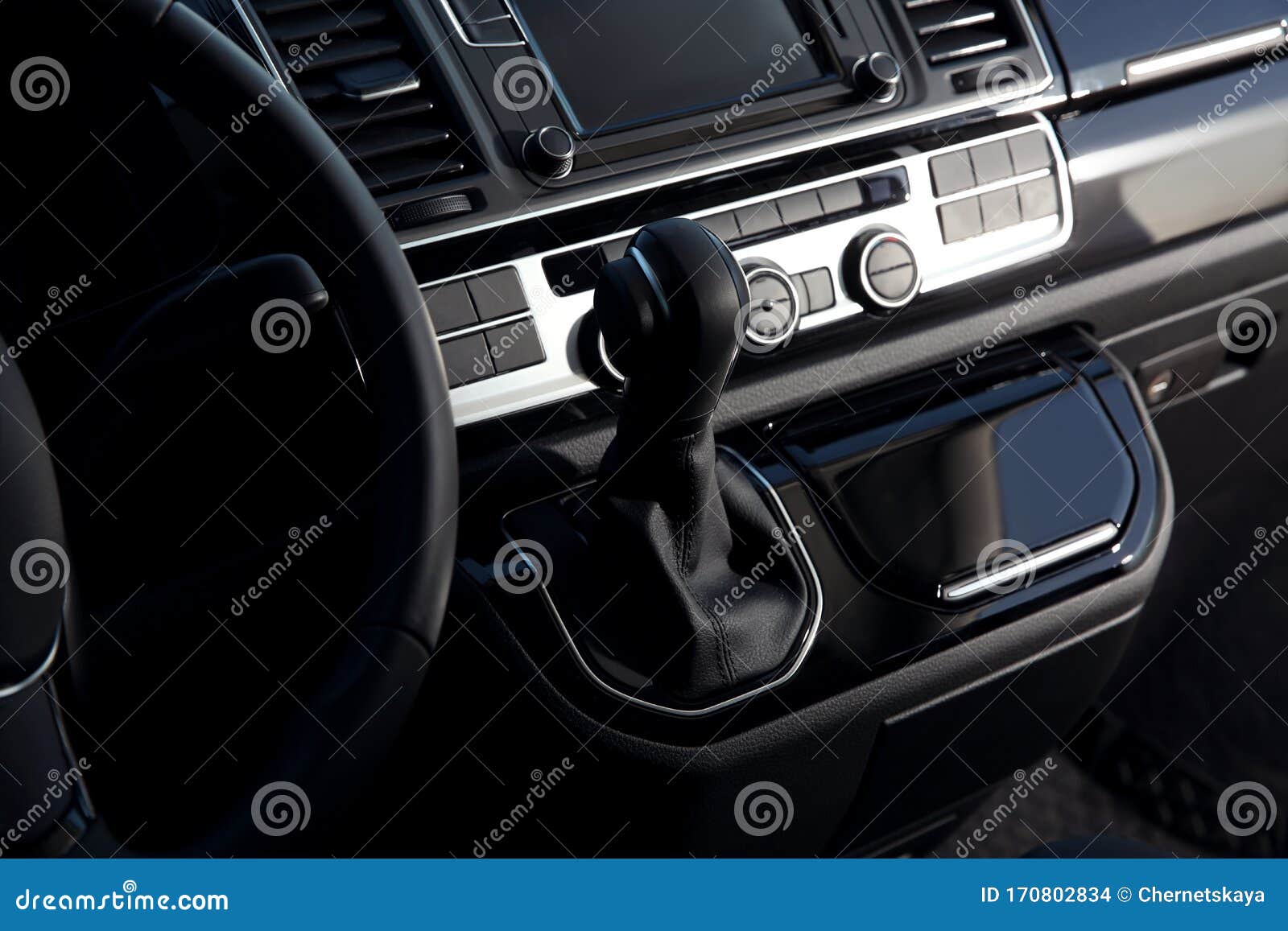 Closeup View of New Modern Car Inside Stock Photo - Image of empty ...