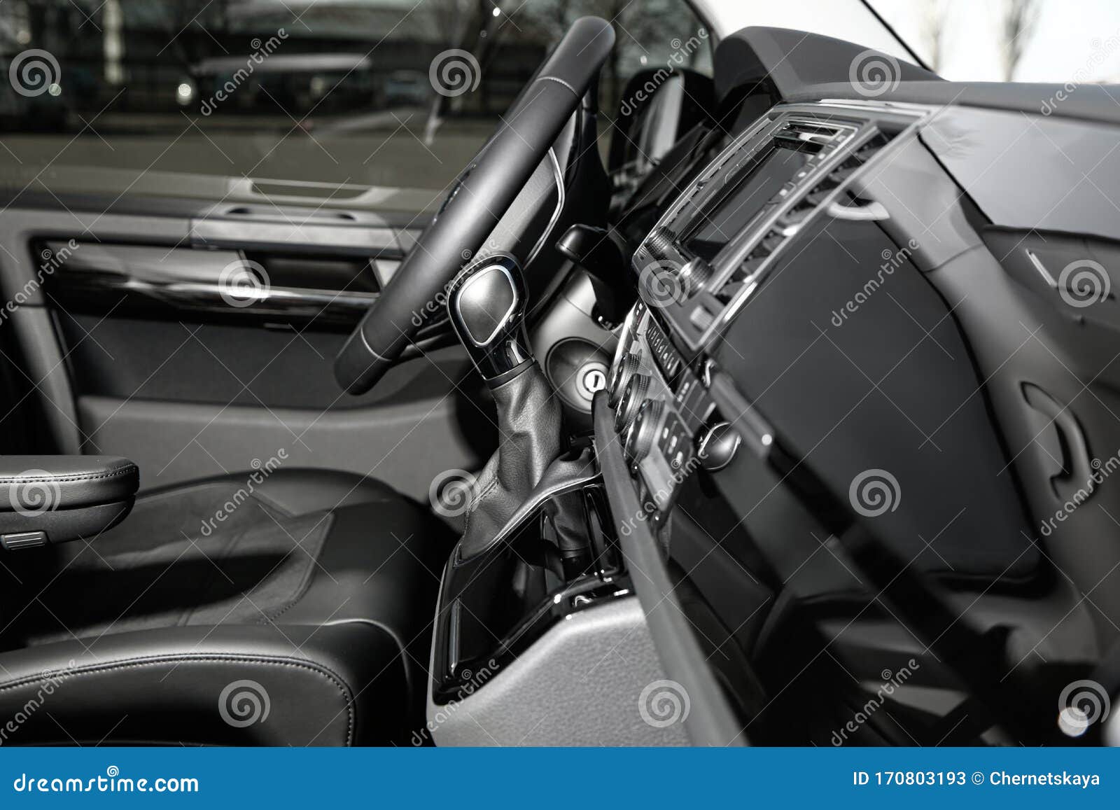 Closeup View of New Modern Car Inside Stock Image - Image of inside ...