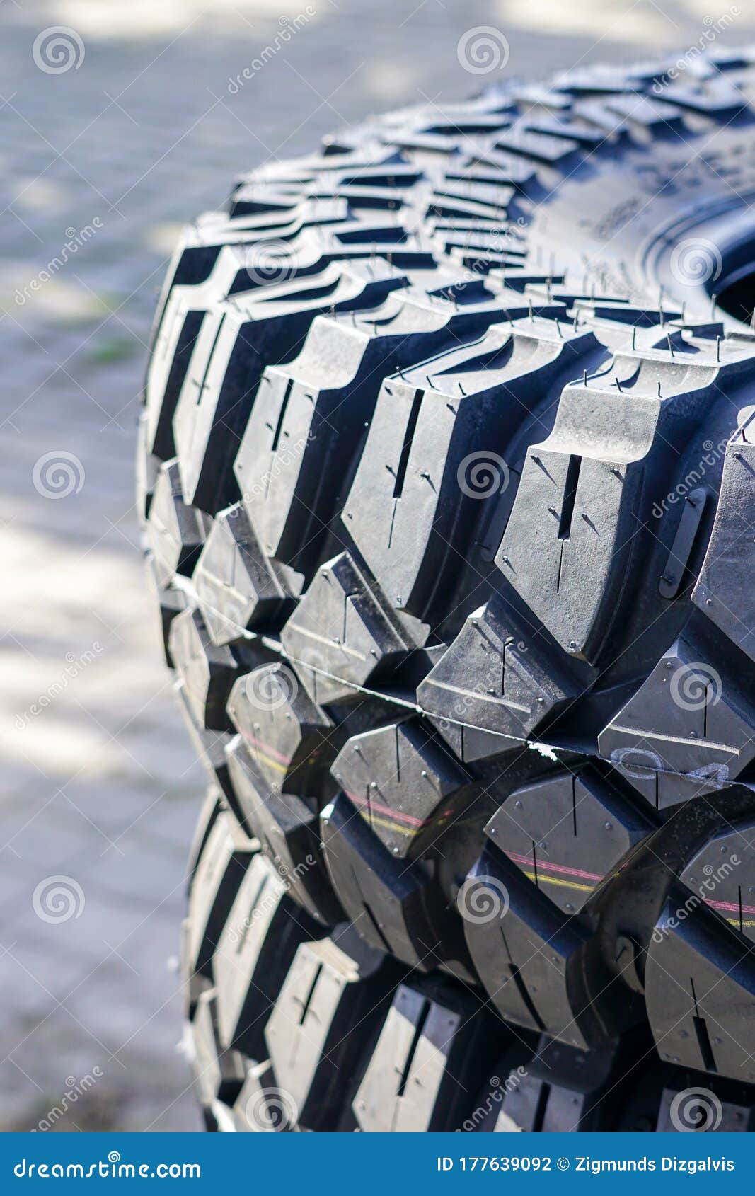 Closeup View of New Mud and Terrain Tire Tread Stock Photo - Image of ...