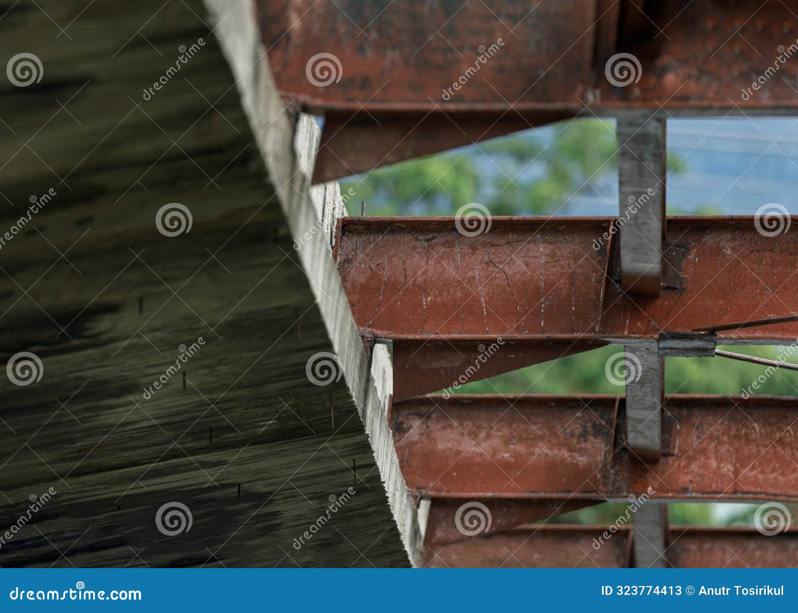 Closeup View of a Old Concrete Structure with Steel Beams an Old ...