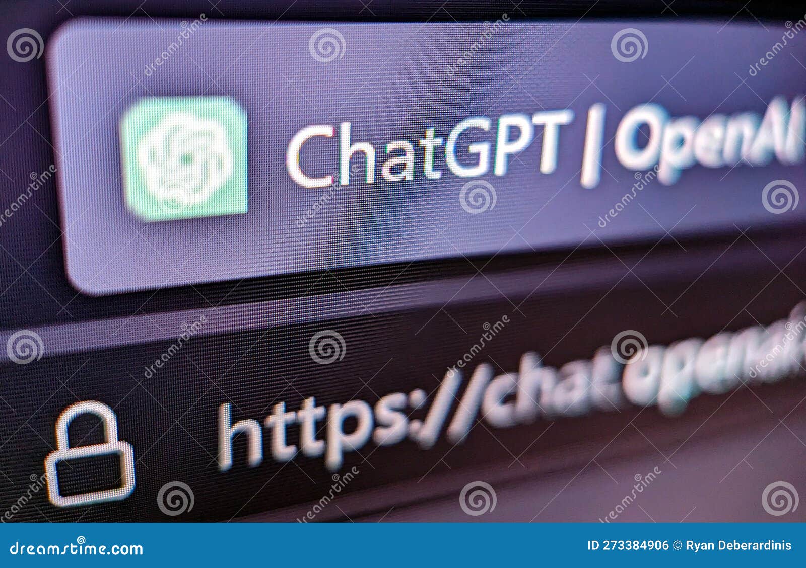 Closeup View of the OpenAI ChatGPT Artificial Intelligence App UI is Displayed in a Web Browser ...