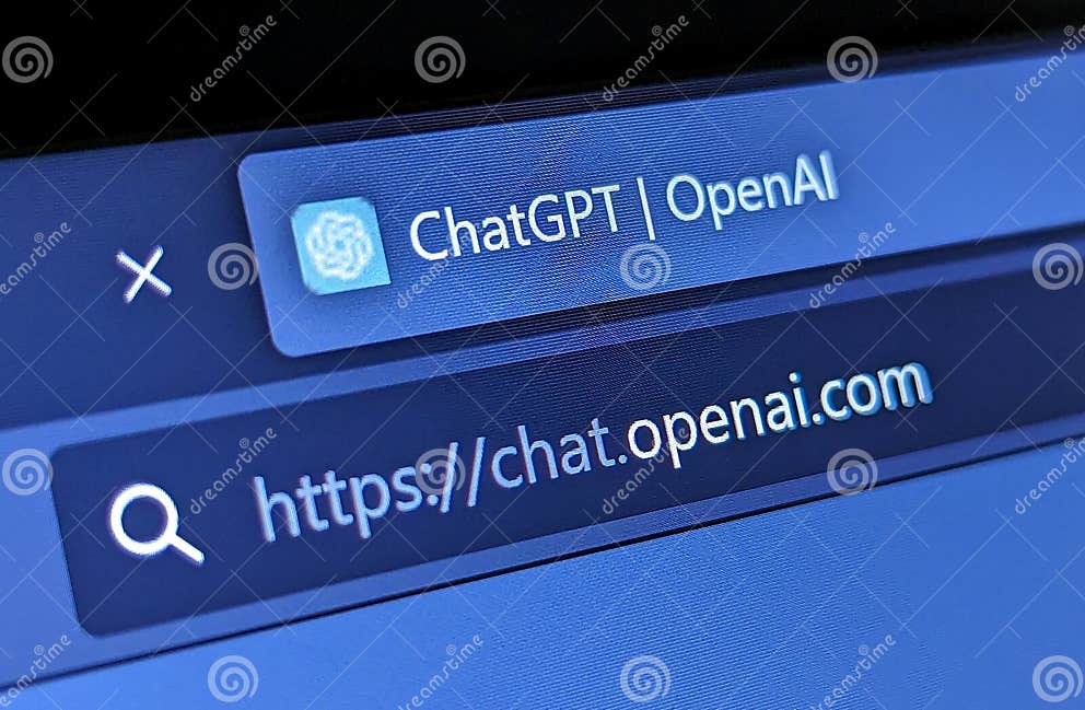 Closeup View of the OpenAI ChatGPT Artificial Intelligence App UI is Displayed in a Web Browser ...