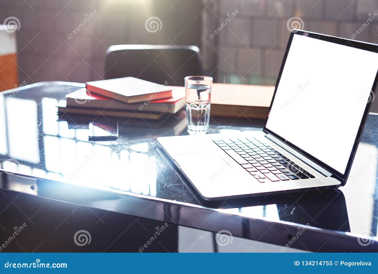 Closeup View of Opened Laptop Screen, Space for Design Layout. Co ...