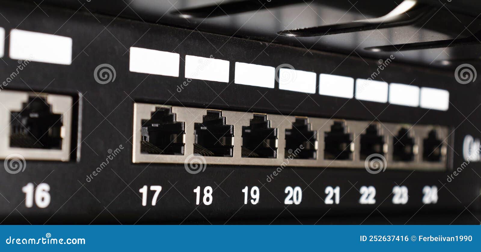 Closeup View of Patch Panel Ethernet Ports. Stock Photo - Image of ...