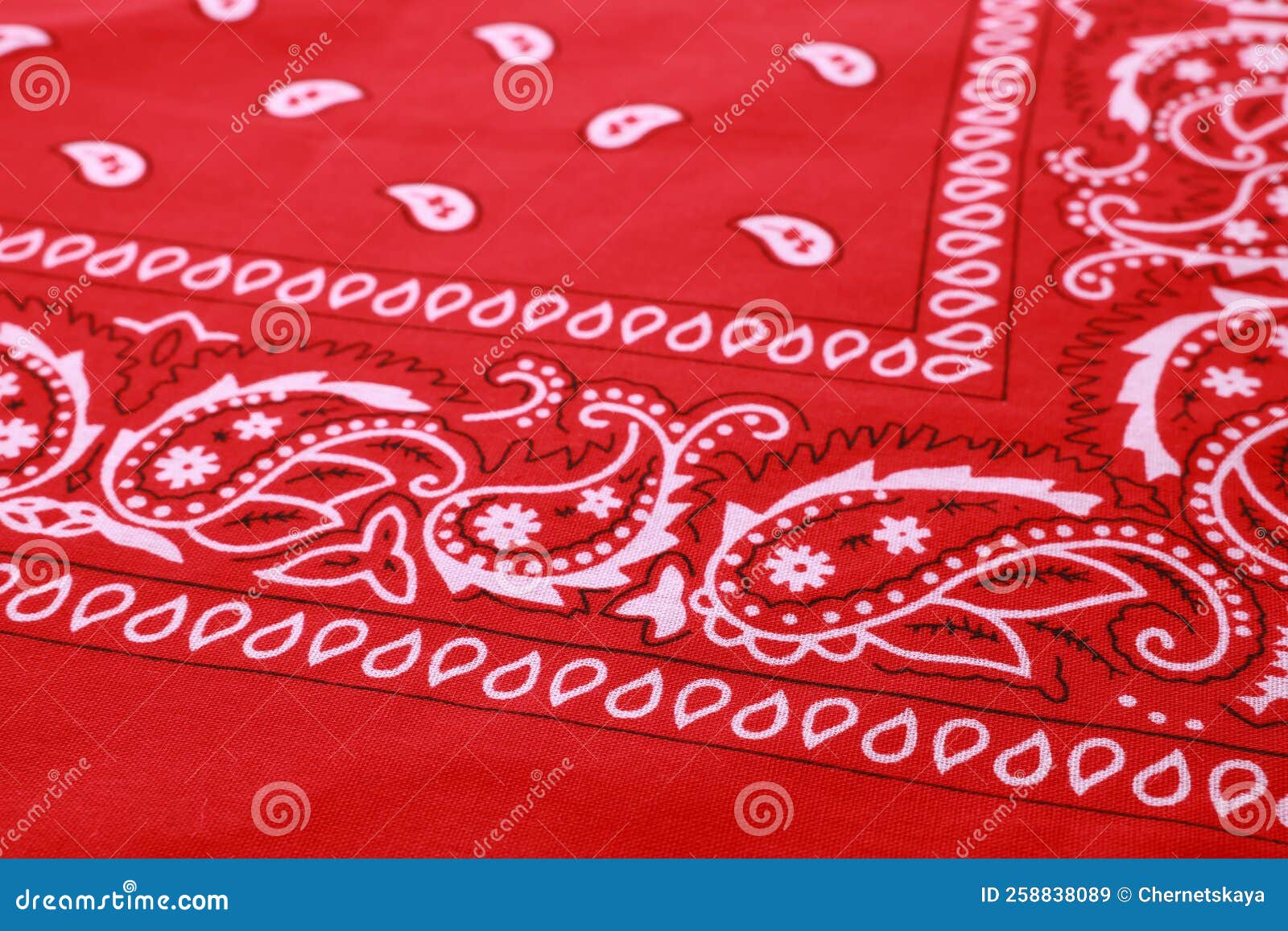 Closeup View of Red Bandana with Paisley Pattern As Background Stock ...