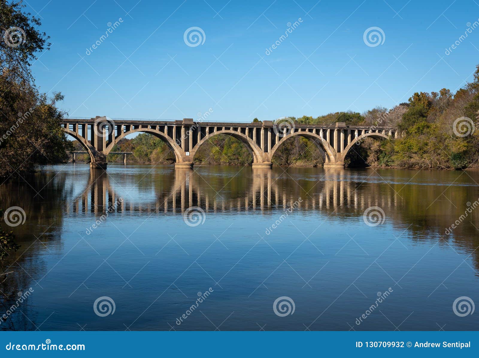 Closeup View of River Bridge with Area for Copy Space. Stock Photo ...