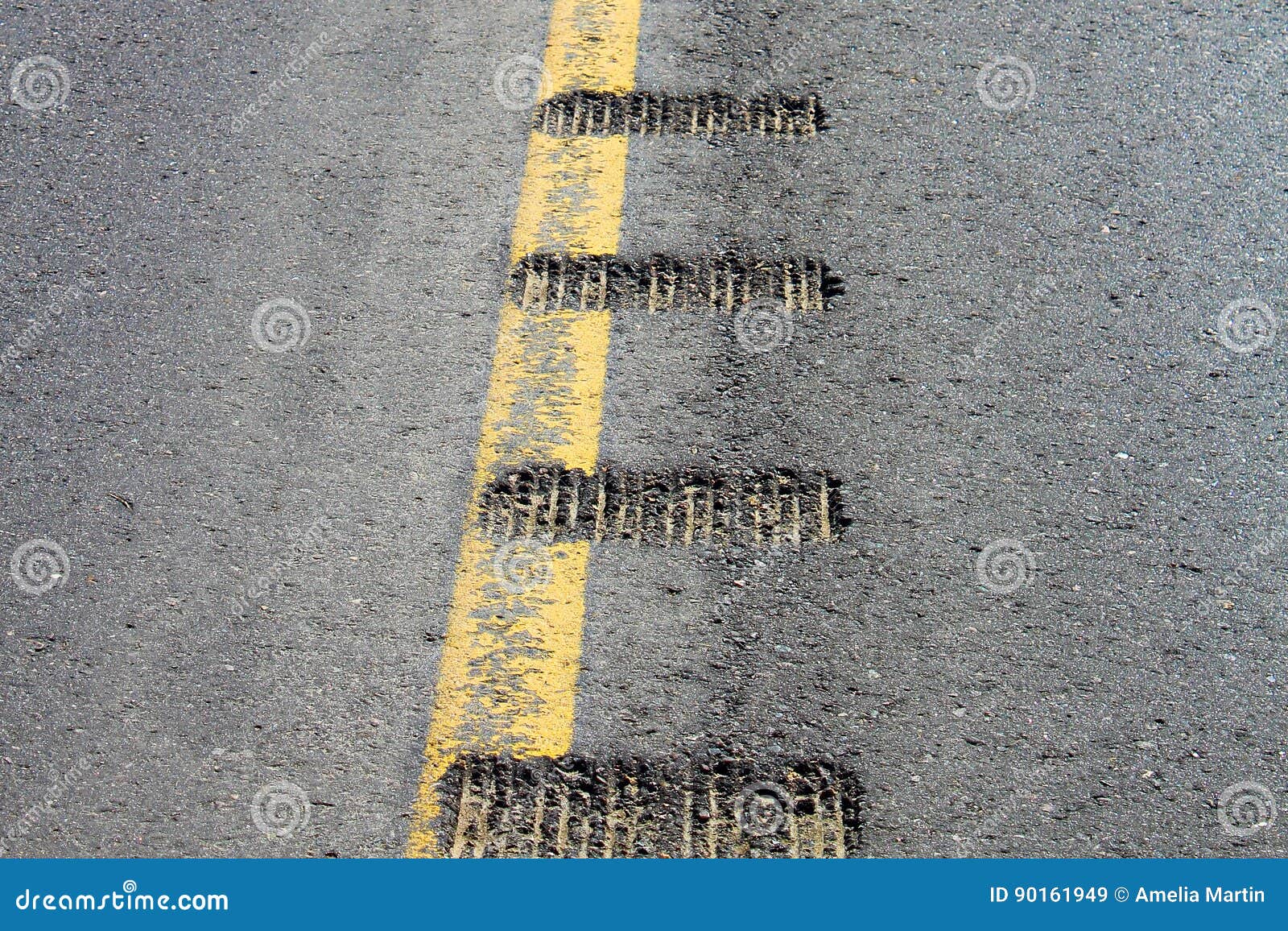 Closeup View of Rumble Strips on a Road Stock Image - Image of prevent ...