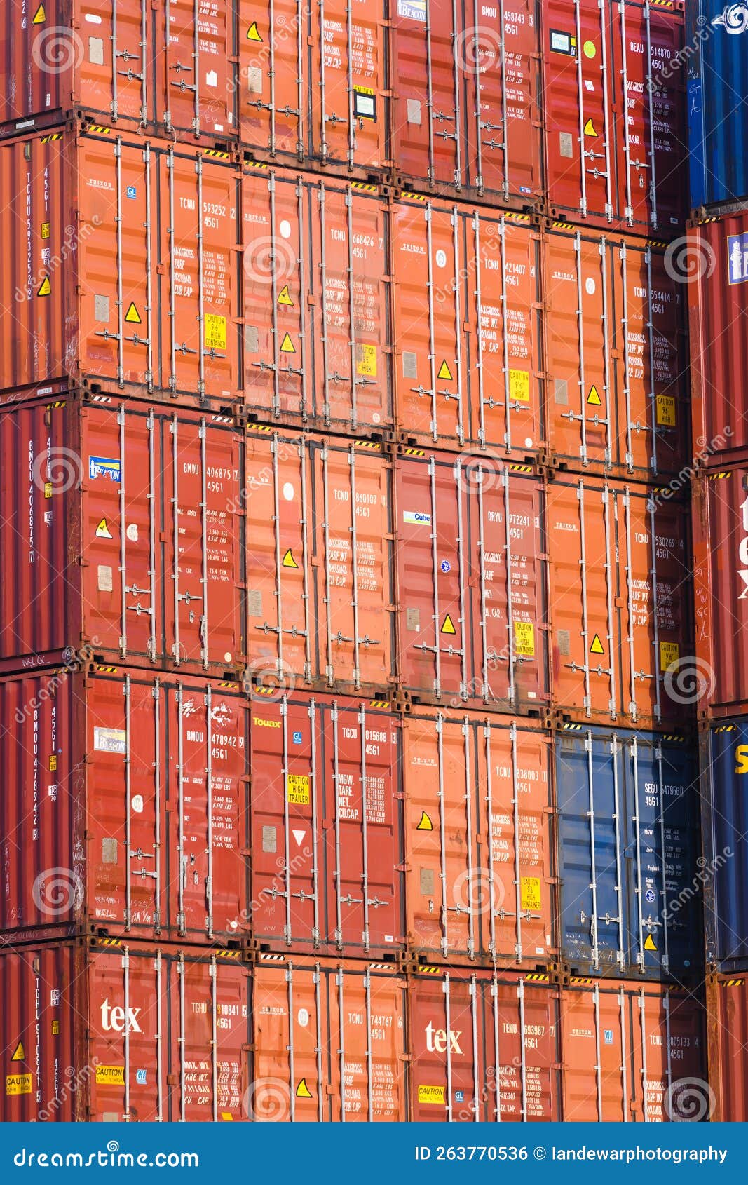Closeup View of Shipping Containers Stacked Vertically Editorial Photo ...