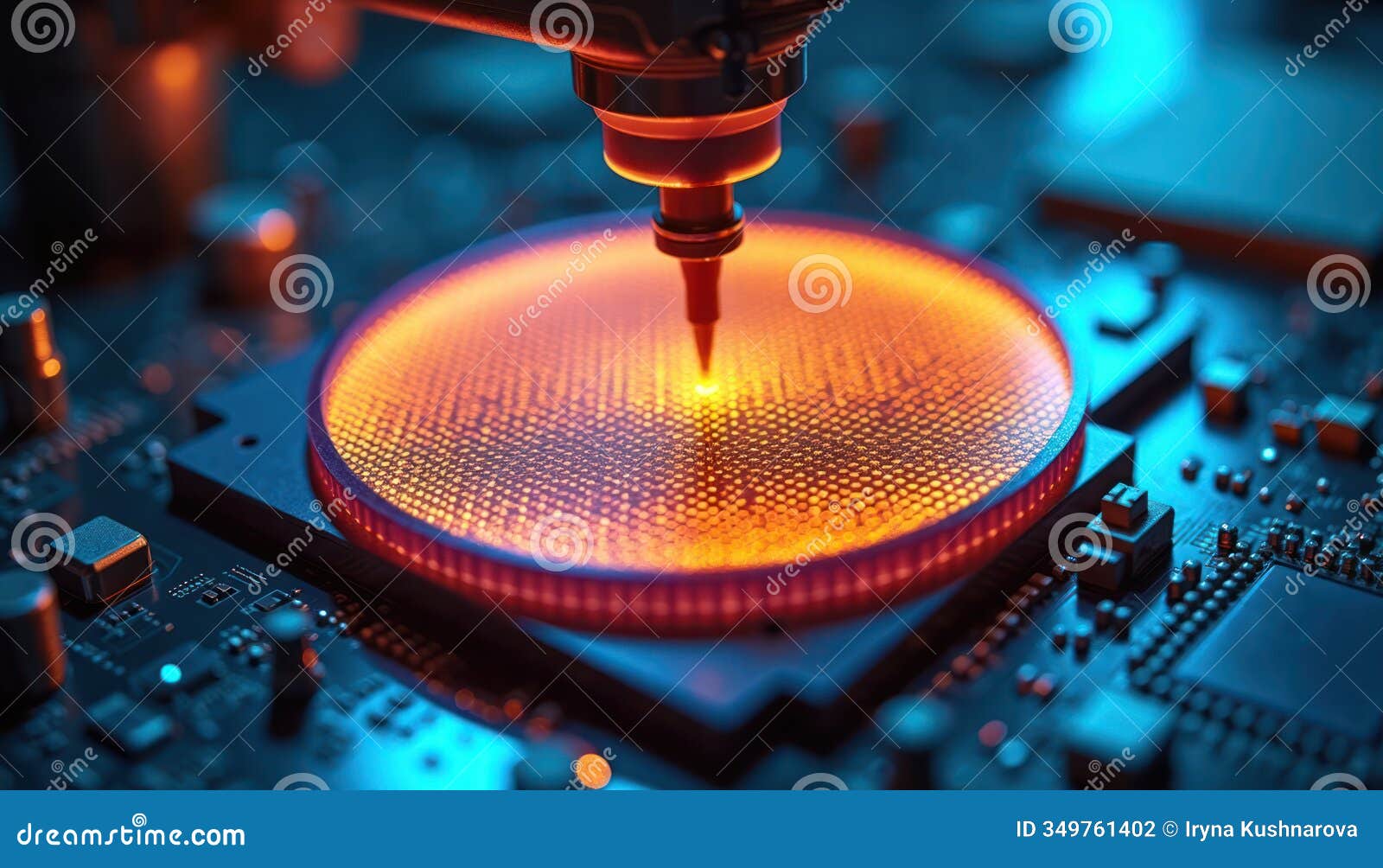 Closeup View of Silicon Wafer on Tech Fabrication Line. Intricate ...
