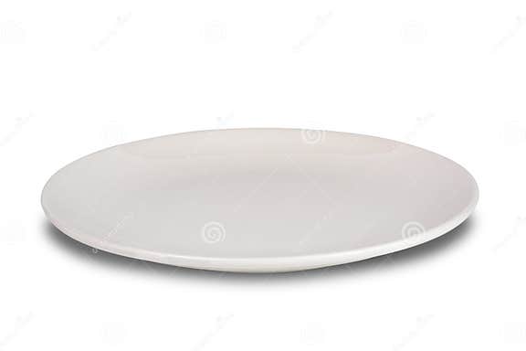 Closeup View of Single Empty White Shallow Seramic Plate Isolated on ...