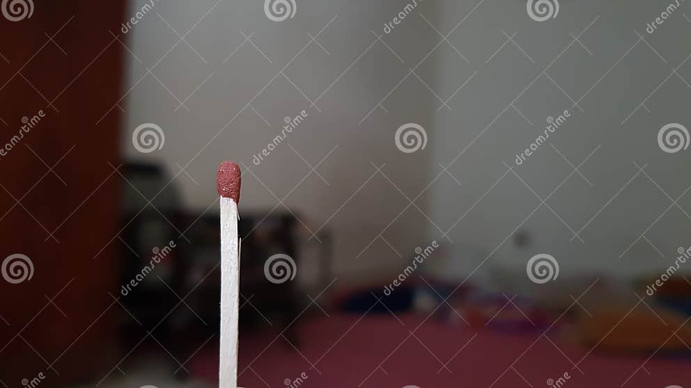 Closeup View of a Single Matchstick Stock Image - Image of orange ...