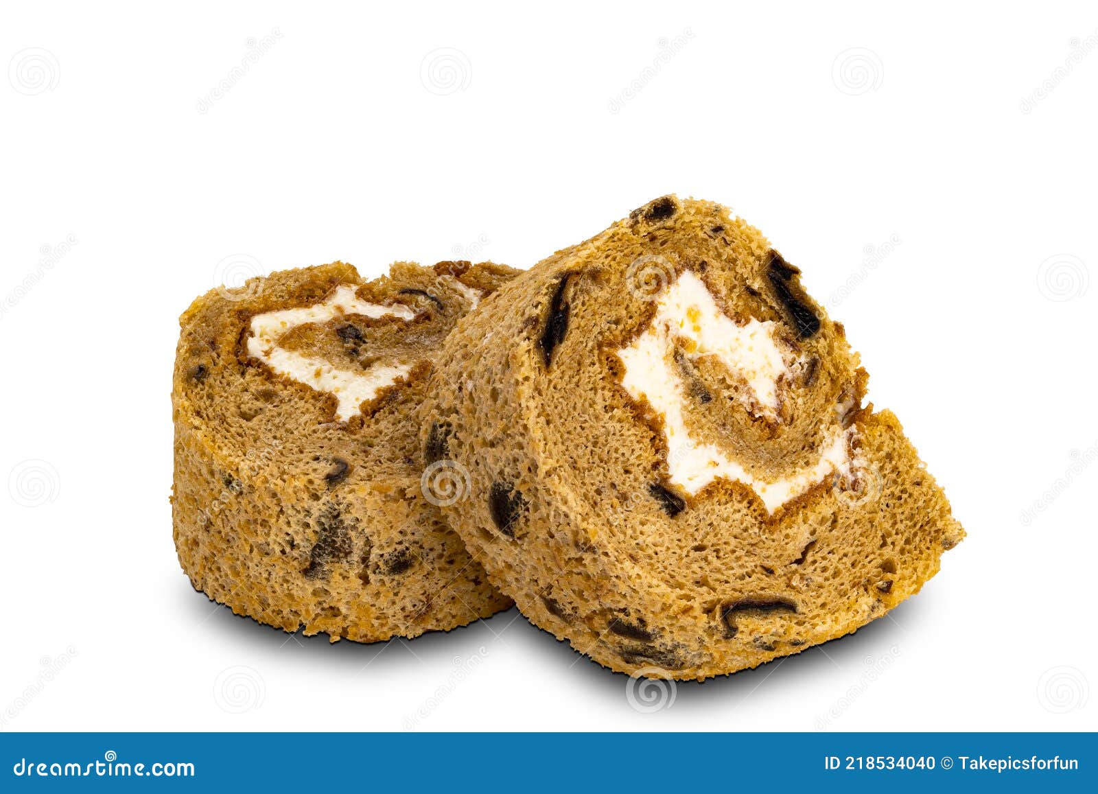 Closeup View of Sliced Prune Sponge Cake Roll on White Background Stock ...