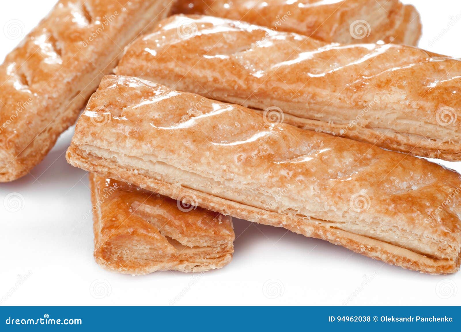 Closeup View of Sweet Puff Pastry on White Stock Photo - Image of brown ...