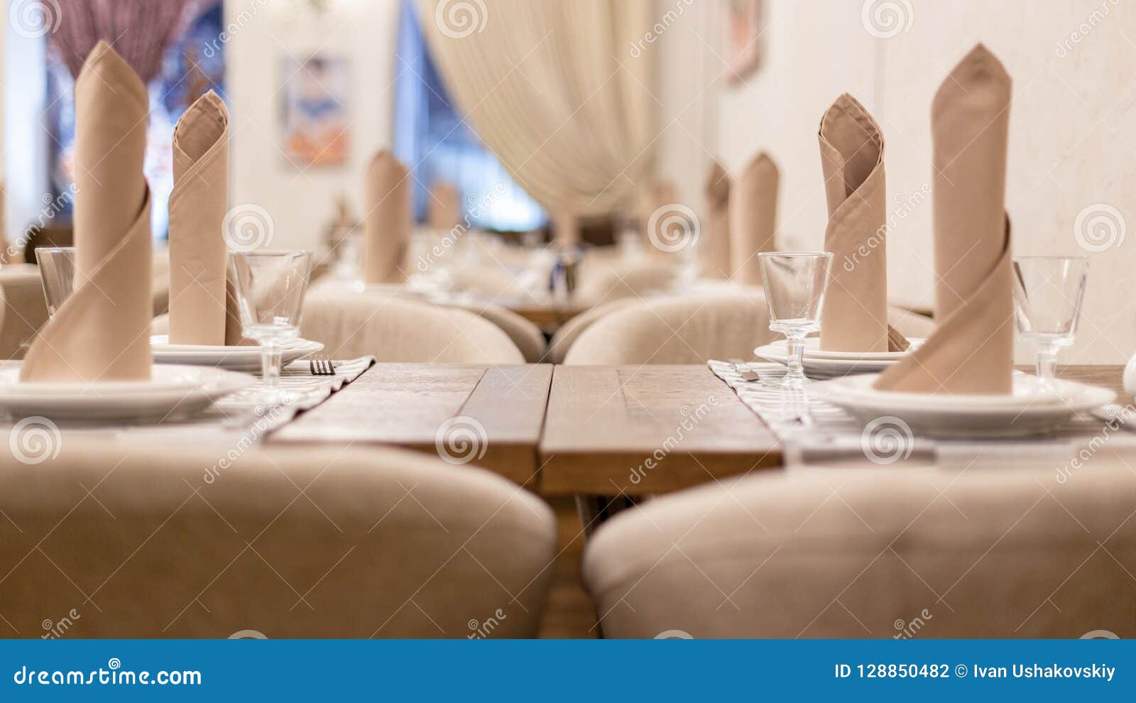 Closeup View of Tables in a Restaurant Stock Photo - Image of table ...