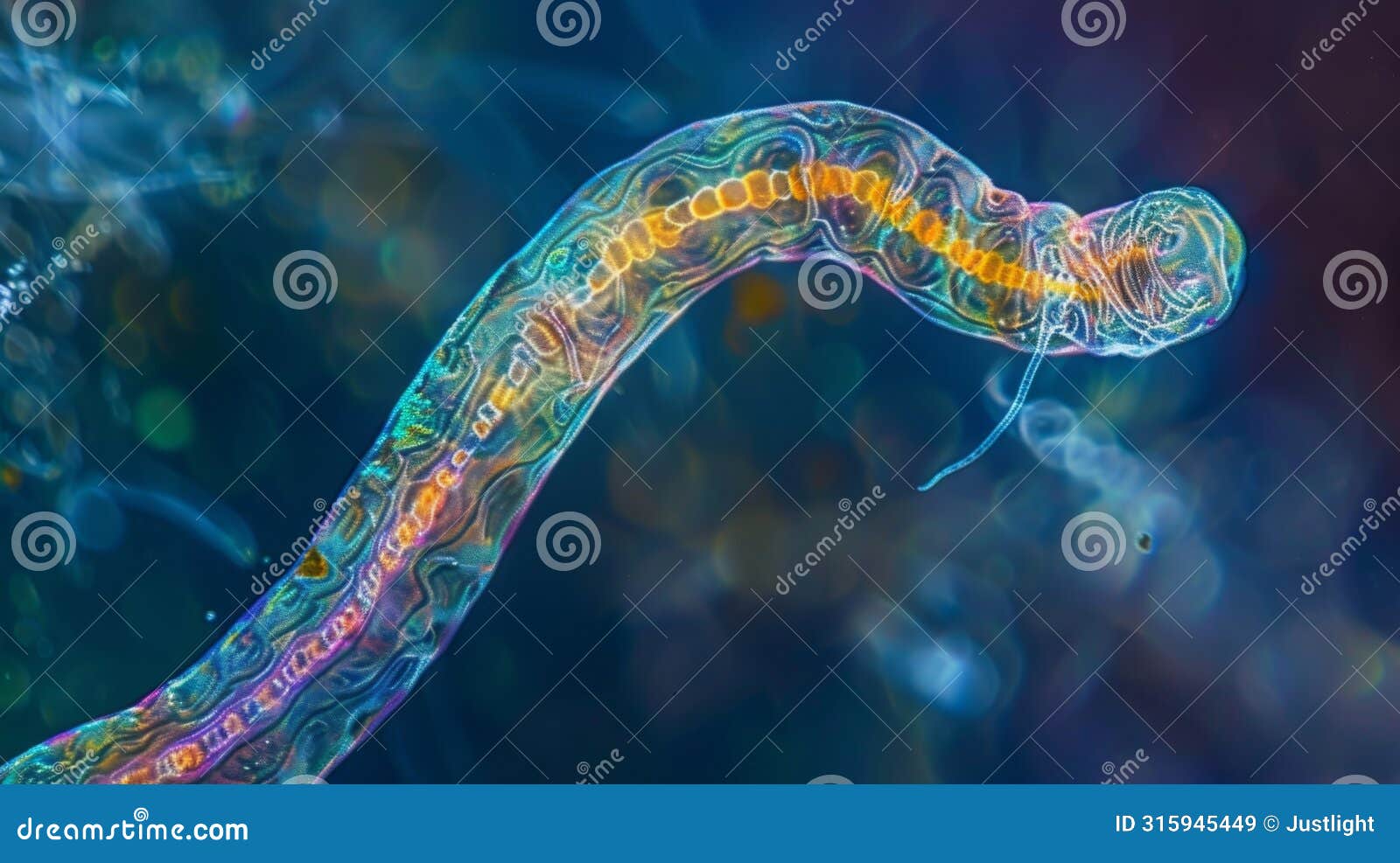 A Closeup View of a Tiny Nematode Its Long Slender Body Writhing in a ...