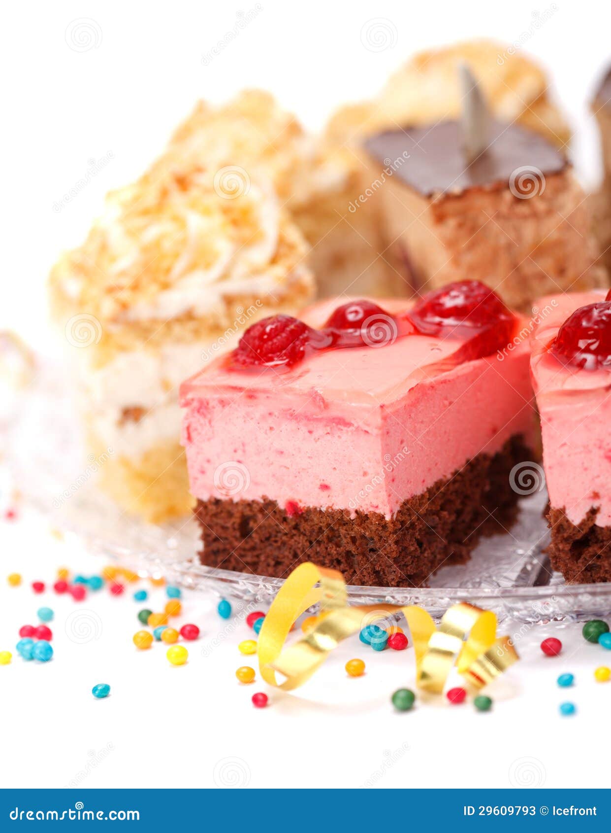 Closeup View of Various Creamy Cakes Stock Image - Image of candy ...