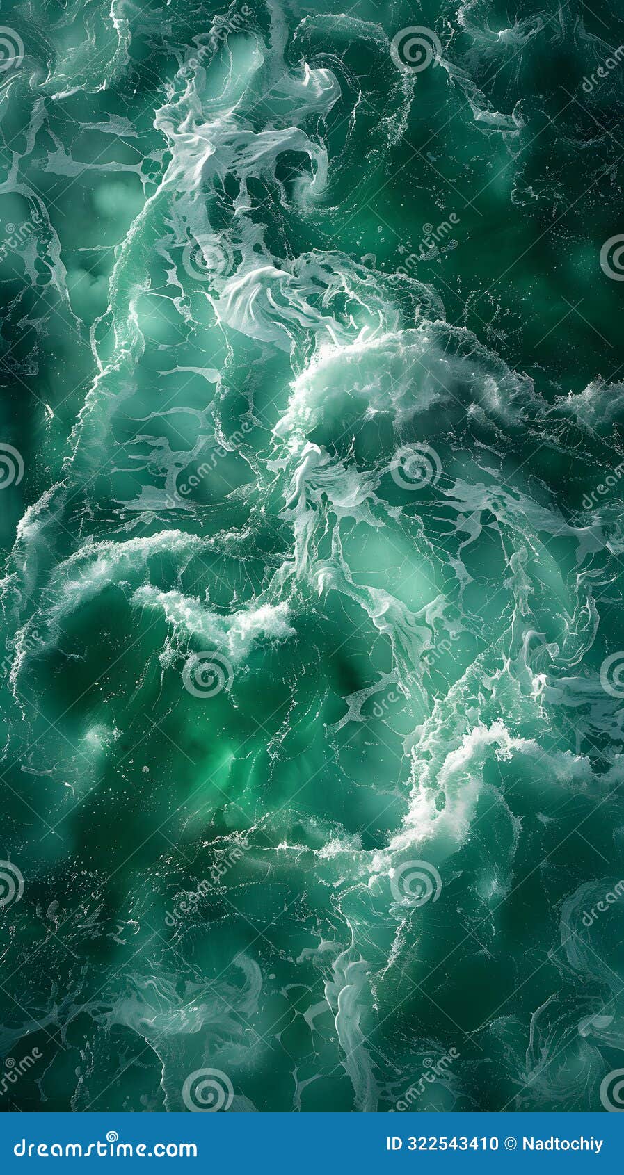 Closeup View of Water with Waves, Foam, and Patterns Formed by Wind ...