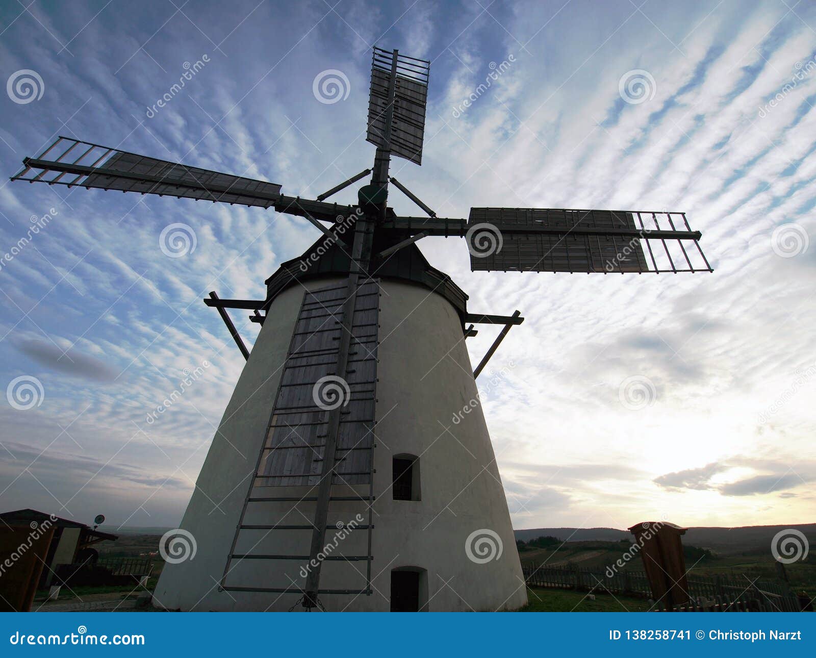 Closeup View on Windmill in Retz Austria with Impressive Sky Stock ...