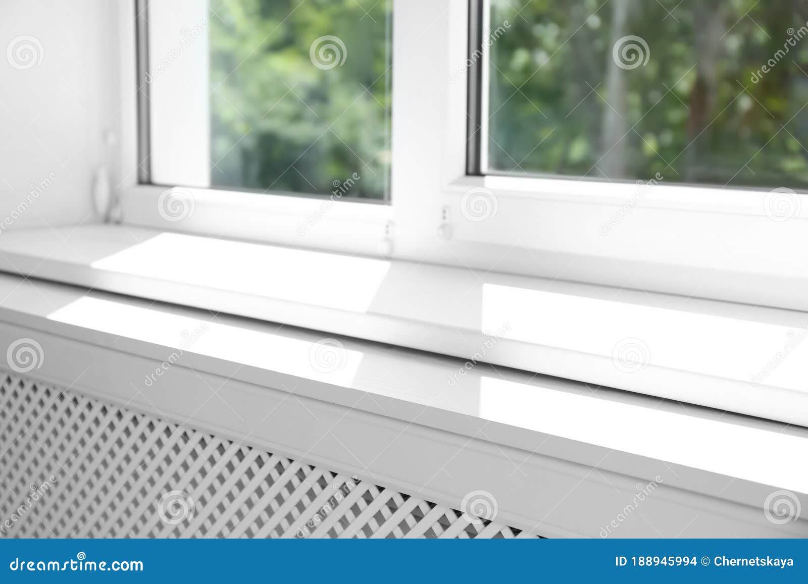 Closeup View of Window with Empty Sill Stock Photo - Image of office ...
