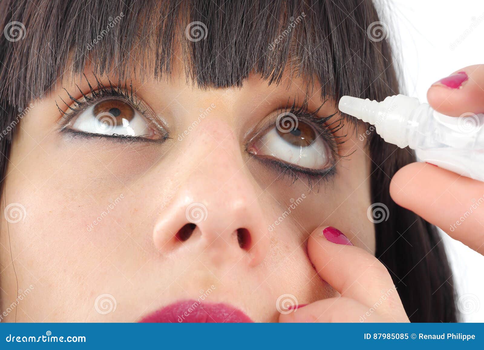 Closeup View of Woman Applying Eye Drop Stock Image - Image of female ...