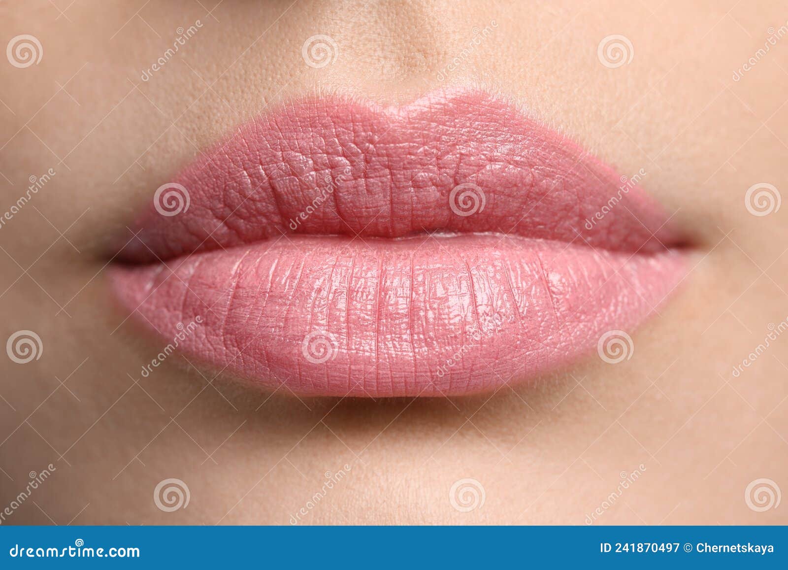 Closeup View of Woman with Beautiful Full Lips Stock Image - Image of ...