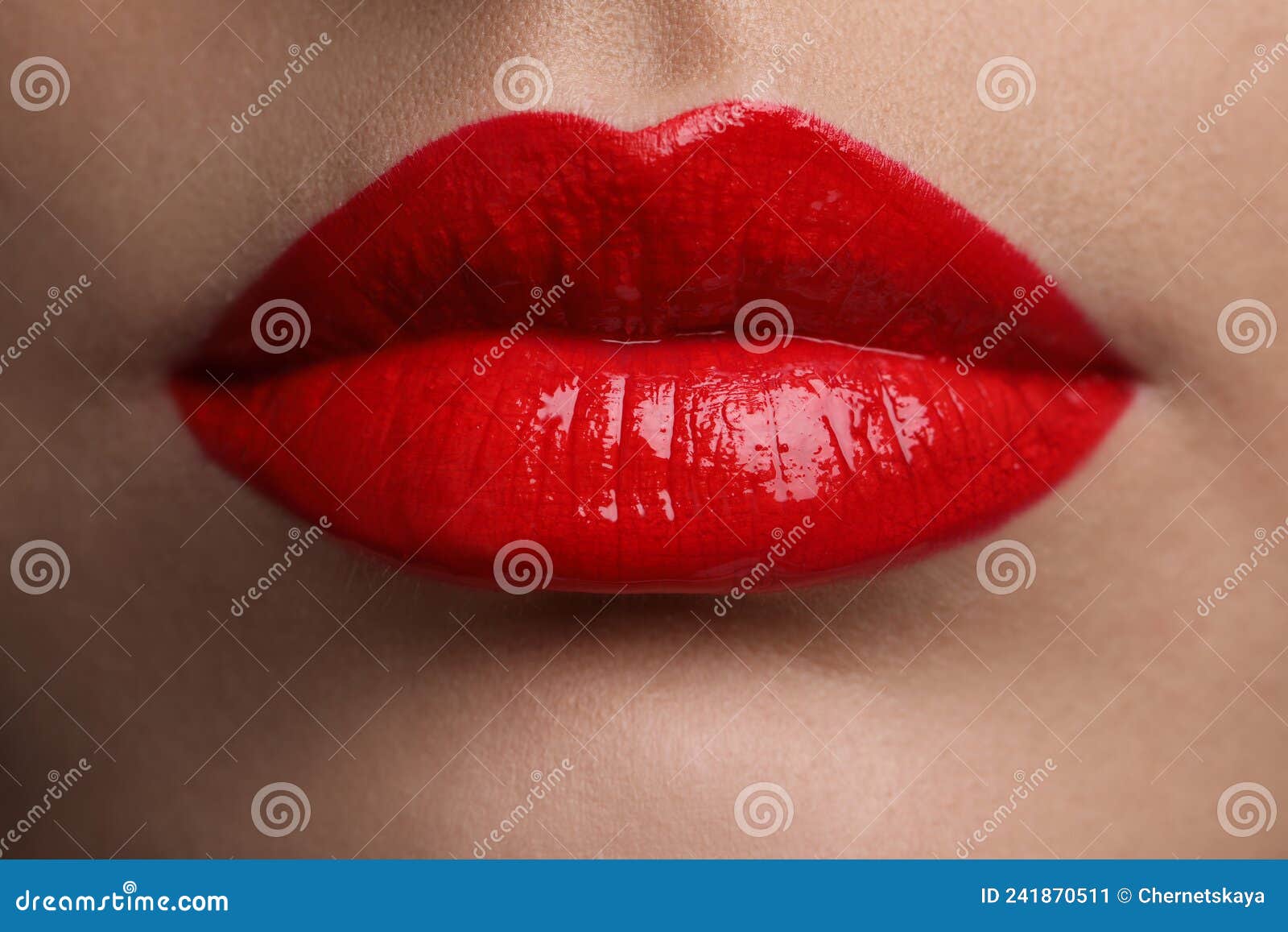 Closeup View of Woman with Beautiful Full Lips Stock Image - Image of ...