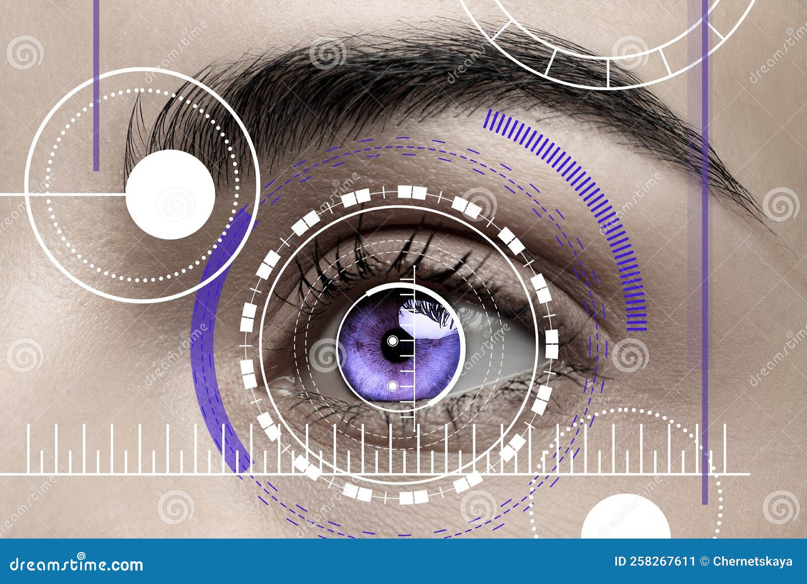 Closeup View of Woman in Process of Scanning, Focus on Eye Stock Image ...