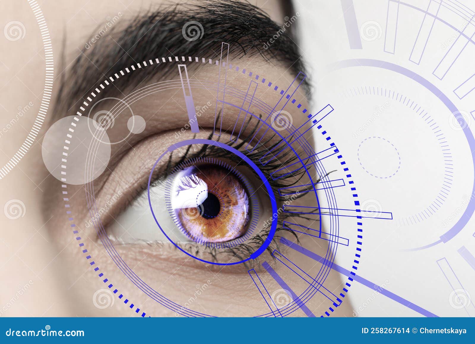 Closeup View of Woman in Process of Scanning, Focus on Eye Stock Photo ...