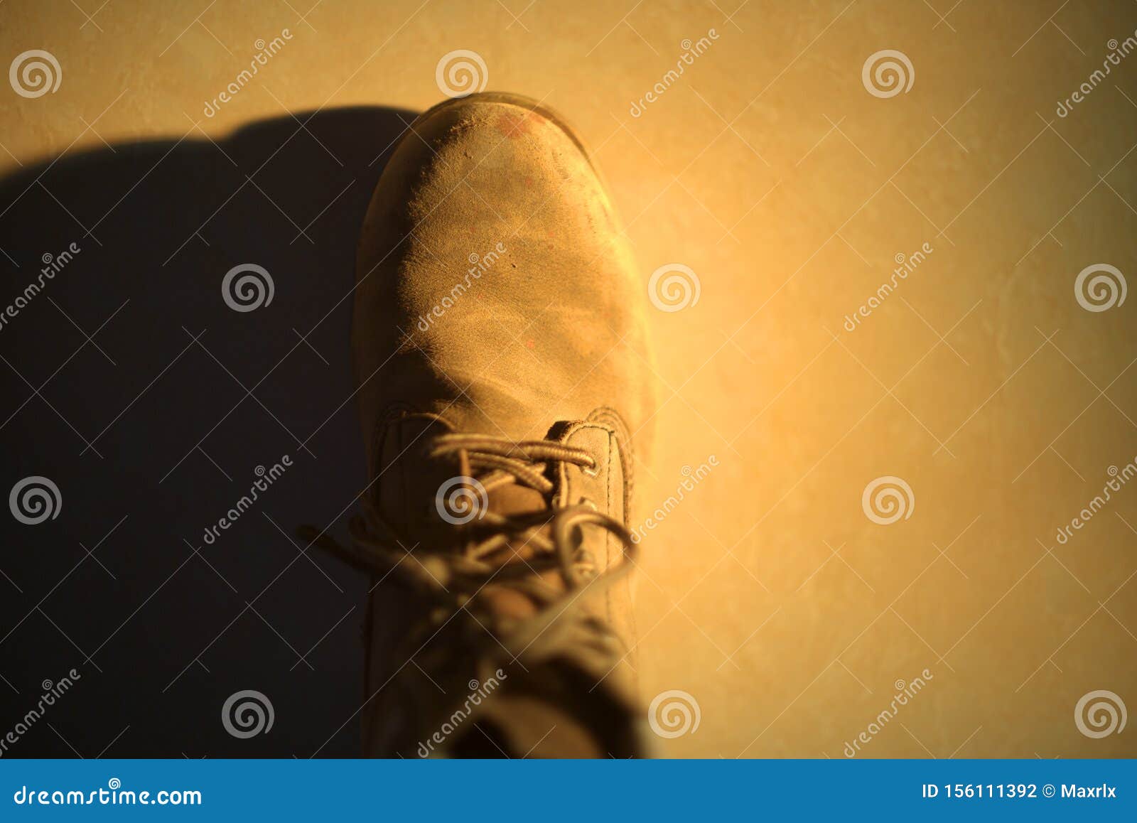 Closeup view of work boot stock photo. Image of step - 156111392