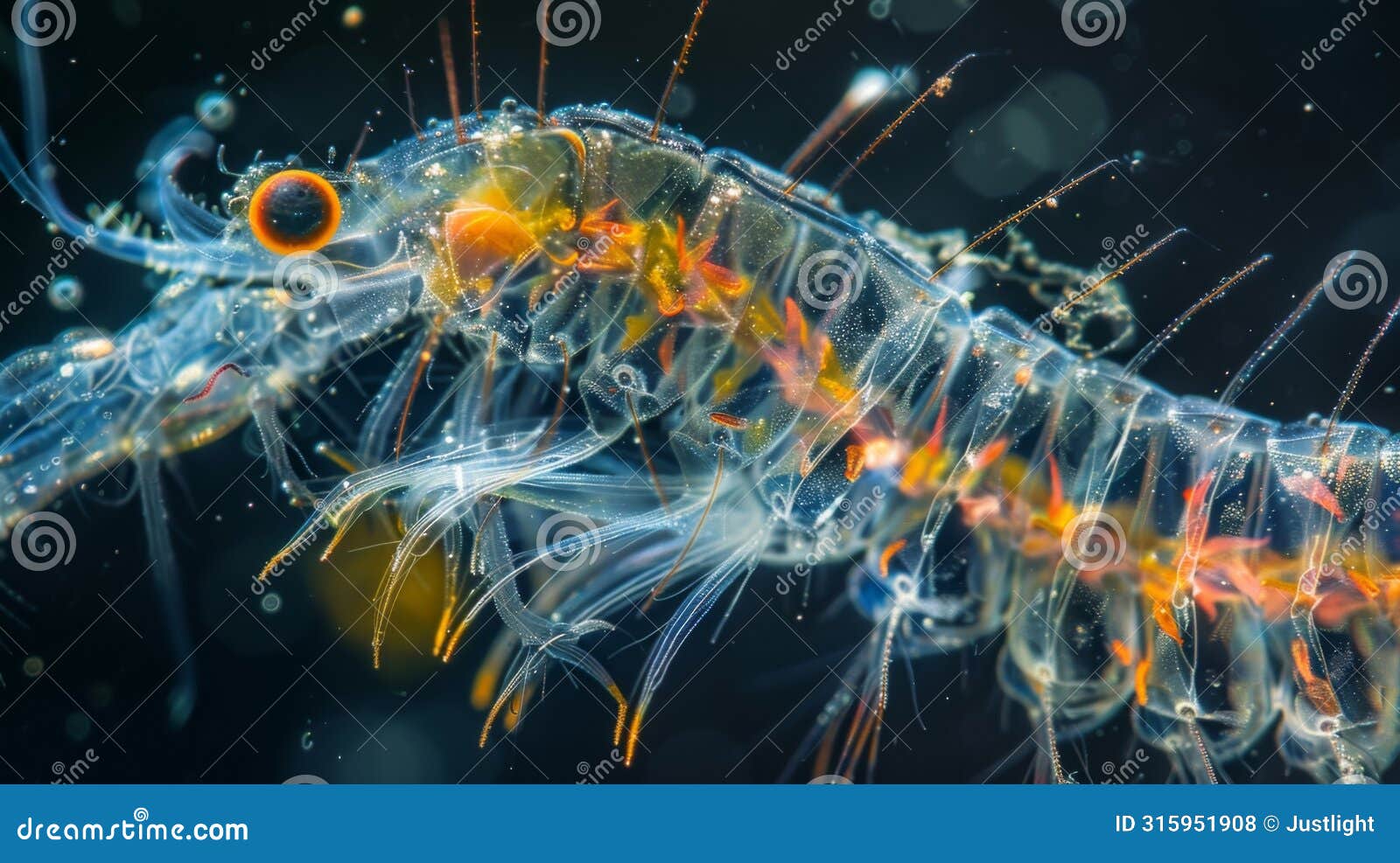 A Closeup View of a Zooplankton Larva Its Transparent Body Revealing ...