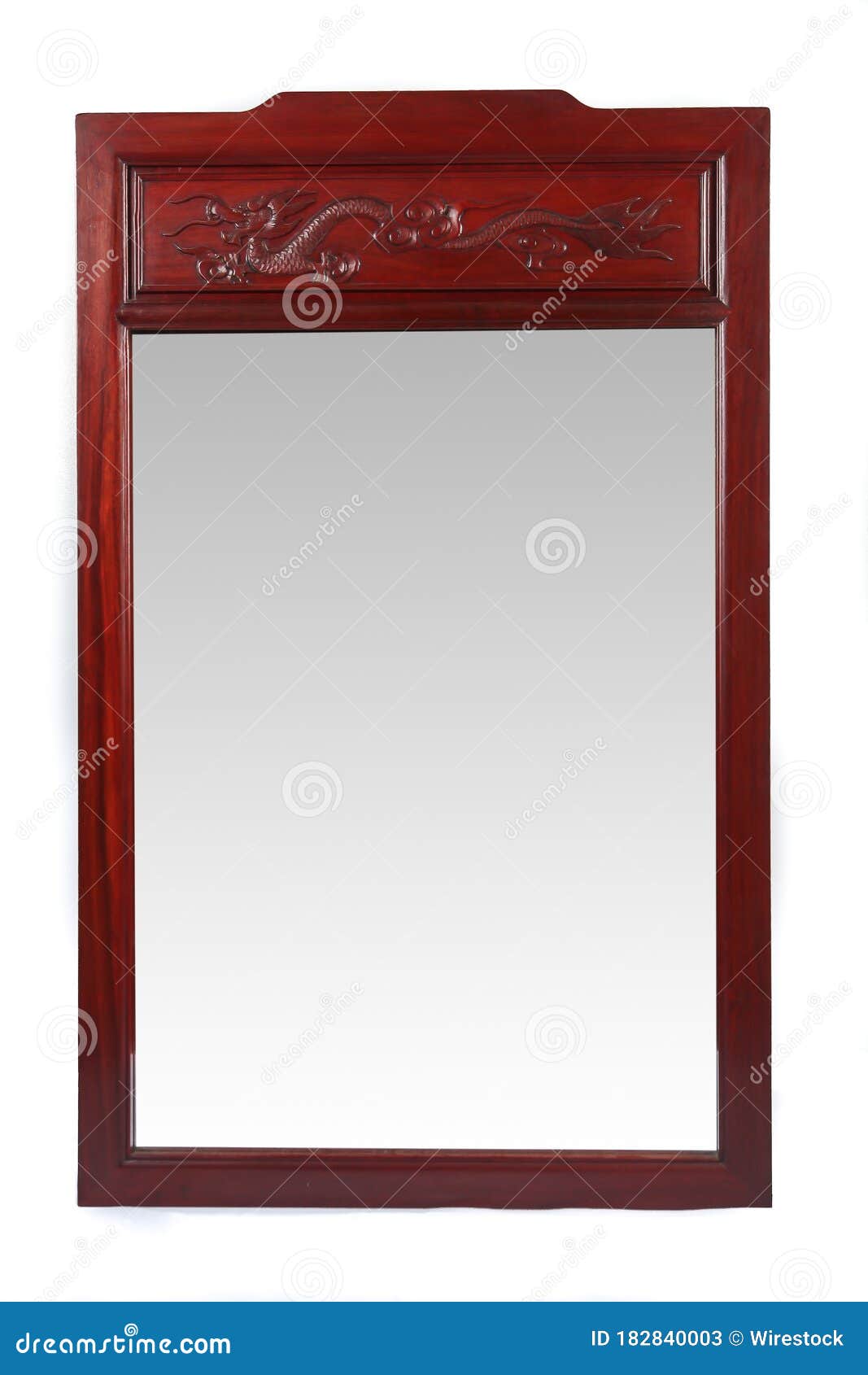 Closeup of a Vintage Mirror with Brown Borders Isolated on a White ...