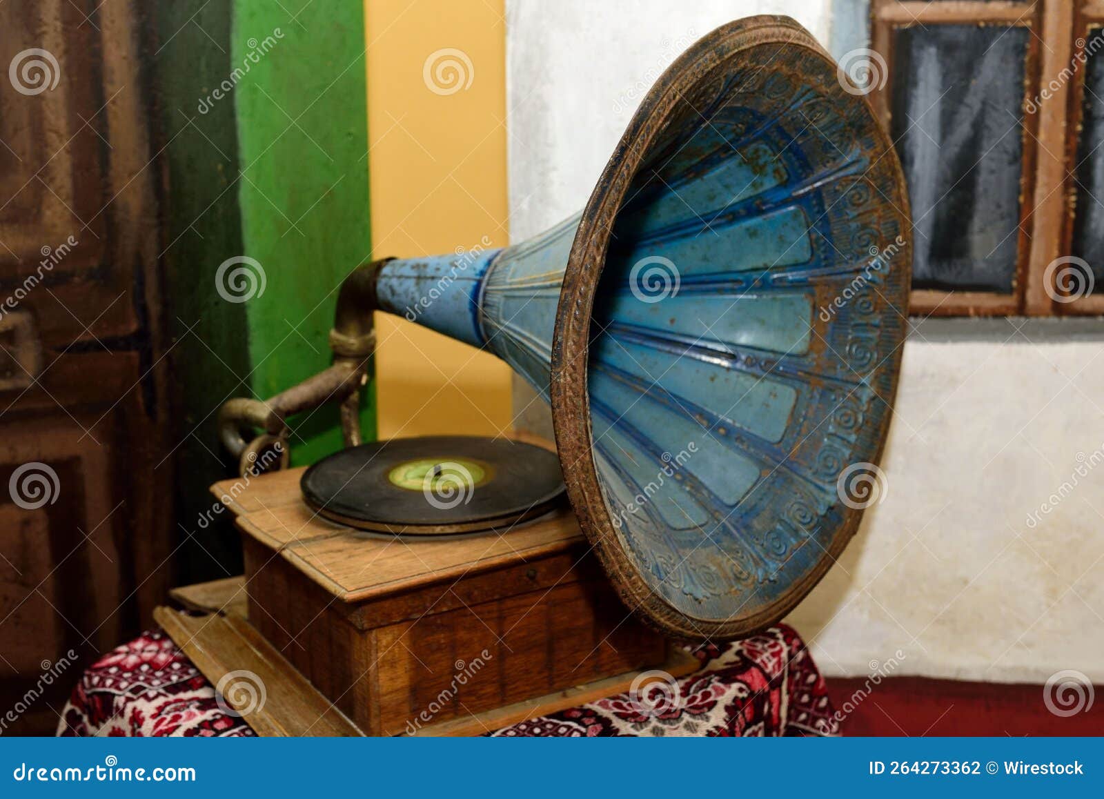 Closeup of a Vintage Phonograph on the Table. Stock Photo - Image of ...